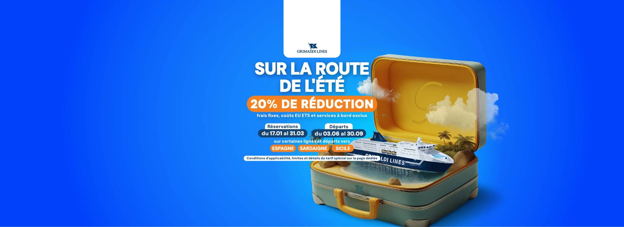 Ferry pour Sardaigne, Sicile, Tunisie, Gréce e Espagne